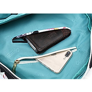 Canvaslove Canvas 15.6 inch Waterproof laptop backpack with USB Charging Port and Massage Cushion Straps for laptop up to 15 inch Men Women Outdoor Travel Backpack (Lotus)