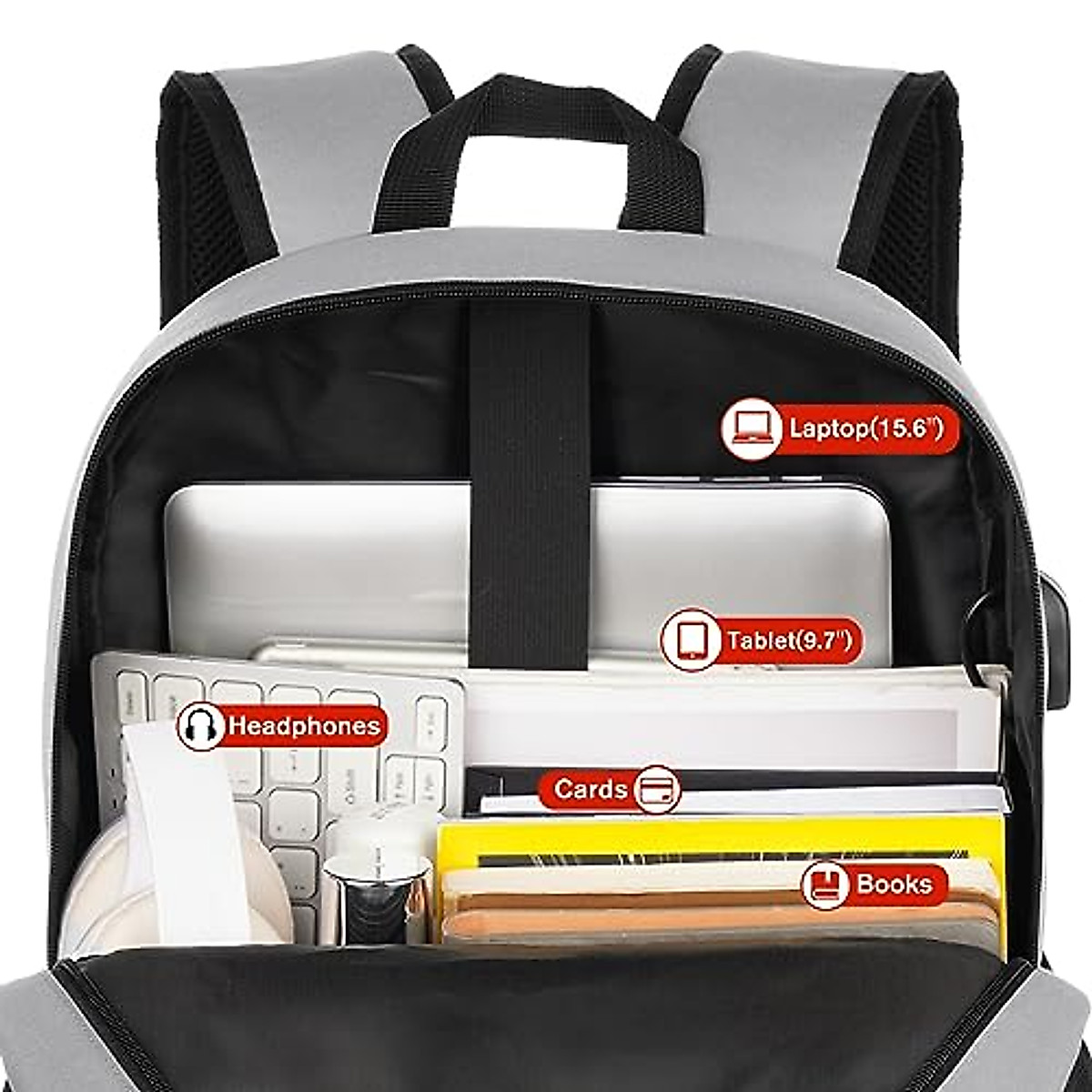 Unisex School Backpack,Classic Bookbag Adults and Teens Schoolbag with USB Port for High School College Office Work Travel