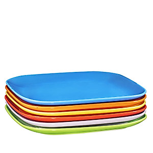 Bruntmor 10" Ceramic Appetizer Plates, Serving Platter, Set of 6, Square Multi-Color Simple Modern Ceramic Salad, Dessert Plates, Christmas Dinner Plates Set, Christmas Dinnerware
