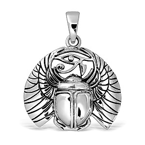 WithLoveSilver 925 Sterling Silver Ancient Egyptian Scarab Eye of Horus Symbol of Protection Pendant