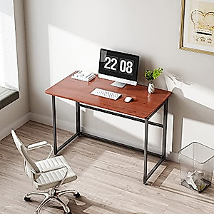 EUREKA ERGONOMIC Folding Computer Desk, Foldable for Home Office PC Study Writing Student, 43'', No Assembly Adjustable for Small Space, Cherry