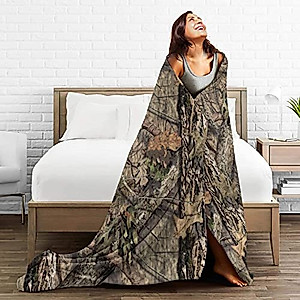 Camo Hunting Camouflage Forest Throw Blanket Super Soft Warm Bed Blankets for Couch Bedroom Sofa Office Car, All Season Cozy Flannel Plush Blanket for Girls Boys Adults, 80"X60"
