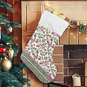 Kigai Christmas Stockings Bohemian Flowers Large Candy Stockings Stuffers Kids Cute Xmas Sock Decorations 1PC for Home Holiday Party 12" x18"