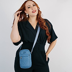 Disney Bag, Cross Body, Signature D Logo, Blue, Arch Stitch, Blue, Vegan Leather