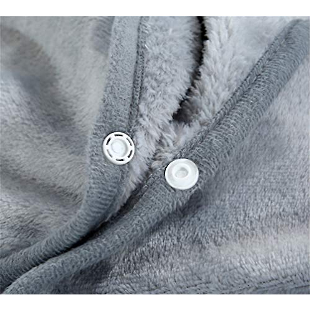 Mvchifay Wearable Blanket Soft Fleece Shawl Button Closure Warm Snuggle Throw for Sofa Snap 27x51inches (Gray-70x130cm)