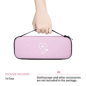 YINKE Stethoscope Case for 3M Littmann Classic III/Cardiology IV/Lightweight II S.E. & MDF Acoustica Stethoscope, Hard Organizer Storage Bag for Nurses and Doctors Accessory (Pink)