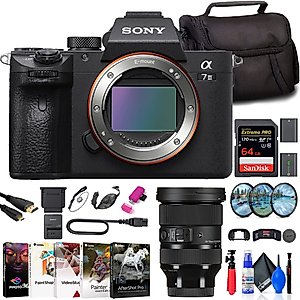 Sony a7 III Mirrorless Camera (ILCE7M3/B) + Sigma 24-70mm f/2.8 Lens (578965) + 64GB Card + Filter Kit + Bag + NP-FZ100 Compatible Battery + Card Reader + Corel Photo Software + More (Renewed)