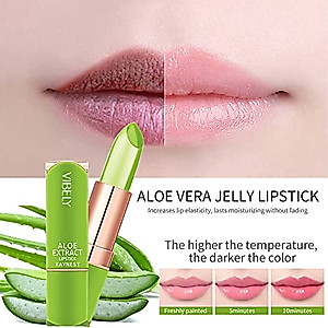 Kaynest 2 Packs Aloe Vera Lipstick Lips Moisturizer Long Lasting Nutritious Lip Balm Magic Temperature Color Change Lip Gloss (Set-A)