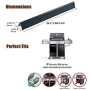 QuliMetal 24.5 Inch Flavorizer Bars for Weber Genesis 300 Series Grills with Side Controls Knobs, Genesis E310 E320 S310 S320 EP310 EP320 (2007-2010), Porcelain Steel Heat Plates for Weber 7539 7540