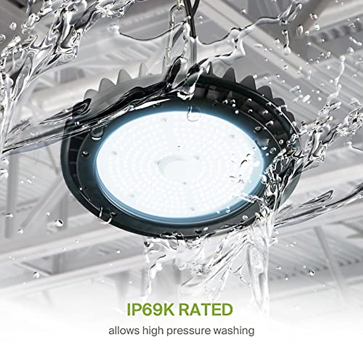 ASD UFO LED High Bay Light 150w 19,479lm 5000K, 1-10V Dimmable, 120-277V, Commercial Warehouse Area Light Waterproof IP69K Eqw.500W MH/HPS, Safety Rope Included, UL & DLC Premium Listed