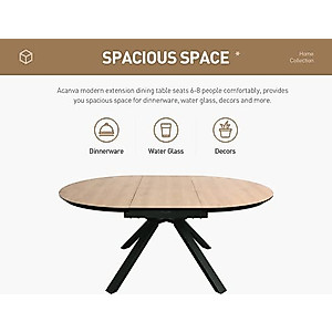 Acanva Extension Oval/Round Dining Table for 6, Expandable Butterfly Leaf & Sturdy Base, Suit for Kitchen, Living Room & Apartment, 51.2”W(+19.7”) x 51.2”D x 30.1”H, Light Oak