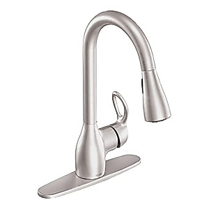 Moen CA87011SRS Single Handle Kitchen Faucet with Pullout Spray from the Kleo Collection, Spot Resist Stainless