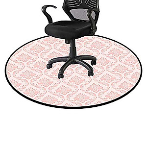Ba Pink Pale Pink Round Area Rug Blush Computer Desk Mats for Office Chair Diameter 4 ft