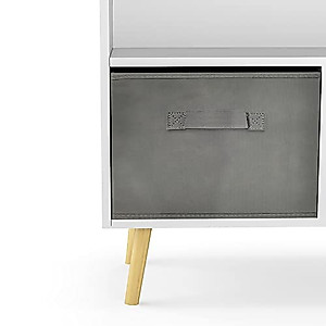 Toy Organizers and Storage,Kids Bookcase with Collapsible Fabric Drawers,Wooden Storage Cabinets & Shelves,Toddler Book Shelf for Bedroom,Playroom,Livingroom (Grey)