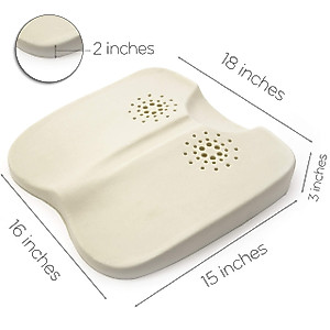 Car Seat Booster Cushion with Strap - Extra Firm for Added Height, Thick 2 Inch Foam Auto Wedge, Coccyx Support for Back, For Drivers, Office Chairs, Wheelchairs, Breathable, Washable Cover