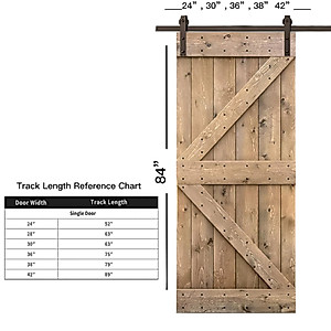 Jforest DIY 84in Barn Door with Hardware & Handle Included, Heavy Duty, Sliding Door Hardware, Pre-Drilled Barn Door, Solid Wood Material, Barn Door Made in USA. (Cappuccino) (42" x 84")