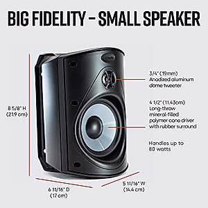 Polk Audio Atrium 4 Outdoor Speakers with Powerful Bass (Pair, Black), All-Weather Durability, Broad Sound Coverage, Speed-Lock Mounting System