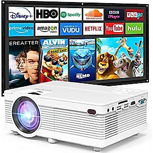 Mini Projector 7500Lumens Portable Projector Full HD 1080P Supported, Home Theater Projector Compatible with TV Stick, Phone, Games, HDMI, AV
