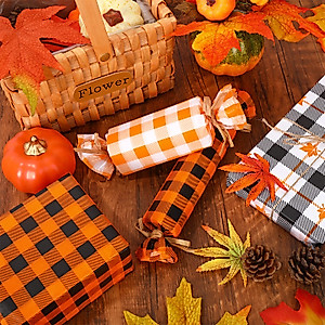 Whaline 90 Sheets Fall Tissue Paper Folded Flat Buffalo Plaid Wrapping Paper Maple Leaf Gift Wrapping Tissue Paper Thanksgiving Art Paper for Home DIY Gift Bags Party Favor Autumn Decor, 14 x 20inch