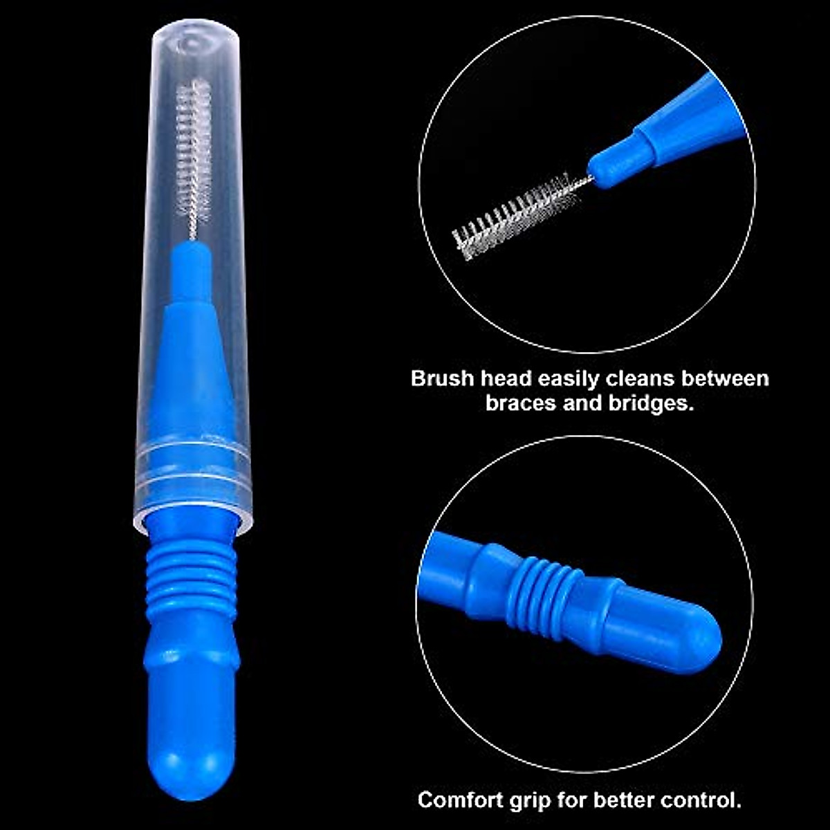 100 Pieces Braces Dental Brush Flosser for Cleaner Interdental Brush Toothpick Dental Tooth Flossing Head Oral Dental Hygiene Toothpick Cleaners Cleaning Tool(Red and Blue)