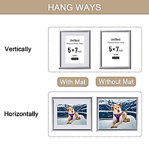 2 Pack 5x7 Silver Metal Picture Frame, Aluminum Photo Frames for Wall or Tabletop Display and Wall Mounting, Pictures Photo Frame Great for Weddings, Graduations, Events, Home Decoration, Office