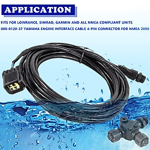 Replace for Yamaha Engine Interface Cable 000-0120-37, 3004.6865 NMEA 2000 Cable Connector and T Connector for Yamaha Outboard 2006-2023（4.5m/15ft）