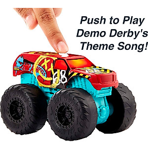 Hot Wheels Monster Trucks Roarin’ Wreckers, 1 1:43 Scale Truck with Lights & Sounds, Plays Truck’s Theme Song, Toy for Kids 3 Years Old & Older