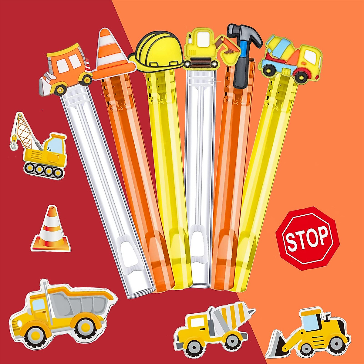 48 Pack Construction Mini Bubble for Boys and Girls- Construction Theme Birthday Party Supplies Favor-Dump Truck Party Decoration Kit (Contains Liquid