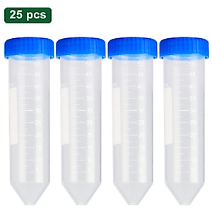 FunChem Conical Centrifuge Tubes, Polypropylene Graduated Plastic Conical Test Tube Storage with Screw Cap, 50 mL, Pack of 25