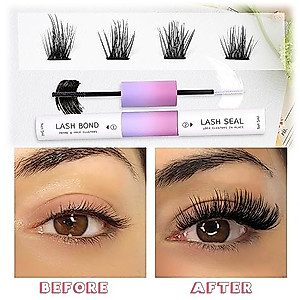 DIY Lash Extension Kit Lash Clusters Kit Fluffy Wispy Cluster Lashes Like Eyelash Extensions Lash Bond and Seal Strong Hold 12-16MM by ALICE