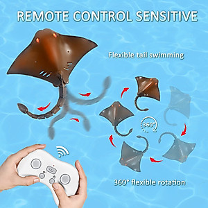 Pool Toys Remote Control Shark Boat, 2.4G RC Stingray Fish, Animal Water Toys for Kids Age 8-12, Kids Battery Pool Toys for Swim Training, Outdoor Games Boys Girls Gifts