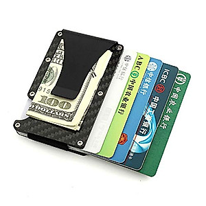 Golden^Li Metal Card Holder Money Clip, RFID Blocking Slim Carbon Fiber Wallet Minimalist Credit ID Card Holder for Men (set 2)
