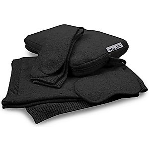 Jet&Bo 100% Pure Cashmere Travel Set: Blanket, Eye Mask, Socks, Carry/Pillow Case Black