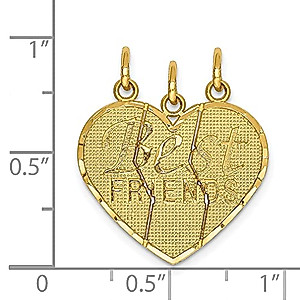 IceCarats 14K Yellow Gold 3-piece Break Apart Best Friends Necklace Charm Pendant Set