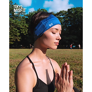 Tokyo Misfit - Japanese Headbands for Men & Women, Sweat Band, Workout, Yoga, Fashion, Running, Sports, Basketball, Bandana (Wave-Seigaiha)