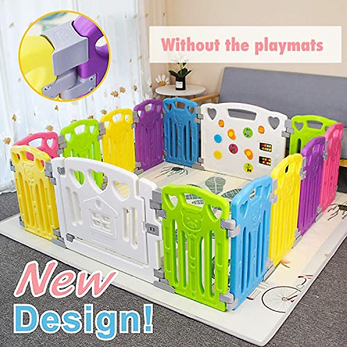 Baby Playpen Kids Activity Centre Safety Play Yard Home Indoor Outdoor New Pen (Multicolour, Classic Set 14 Panel)