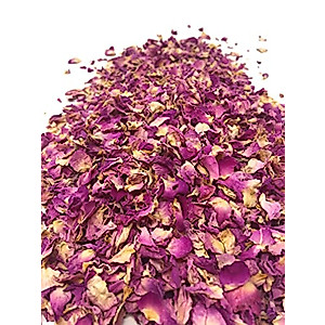 Pink Rose Petals - Edible Rosa Damascena | All Natural Rose Petals - Net weight: 0.35oz/10g | For use as tea, tisane or as topping for cupcakes, cakes, salads