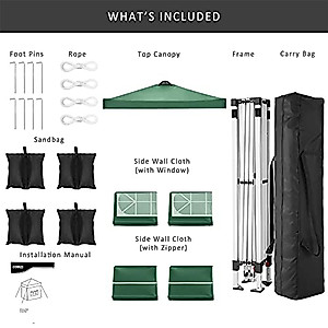 Canopy 10x10 Waterproof Pop up Canopy Tent with 4 Sidewalls Outdoor Event Shelter Tent for Parties Sun Shade Party Commercial Canopy with Air Vent Carry Bag(10x10 with 4 Sides & 4 Sandbags, Green)