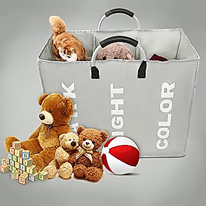 3-section Laundry Bag Foldable Laundry Hamper, Durable Oxford Fabric Laundry Basket Clothes Sorter Portable Multifunction Storage Bag for Home Bathroom Dormitory (grey)