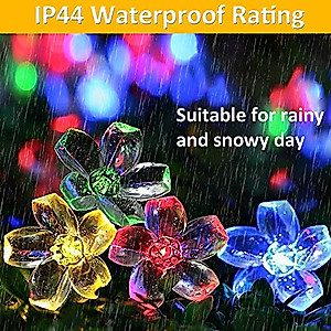 BOSON Outdoor Solar Flower String Lights 2 PK 50LED 30.6ft 8 Modes Multicolor Fairy Cherry Blossom Sakura Waterproof Outdoor Decor Lights for Garden, Party, Wedding, Christmas Decor