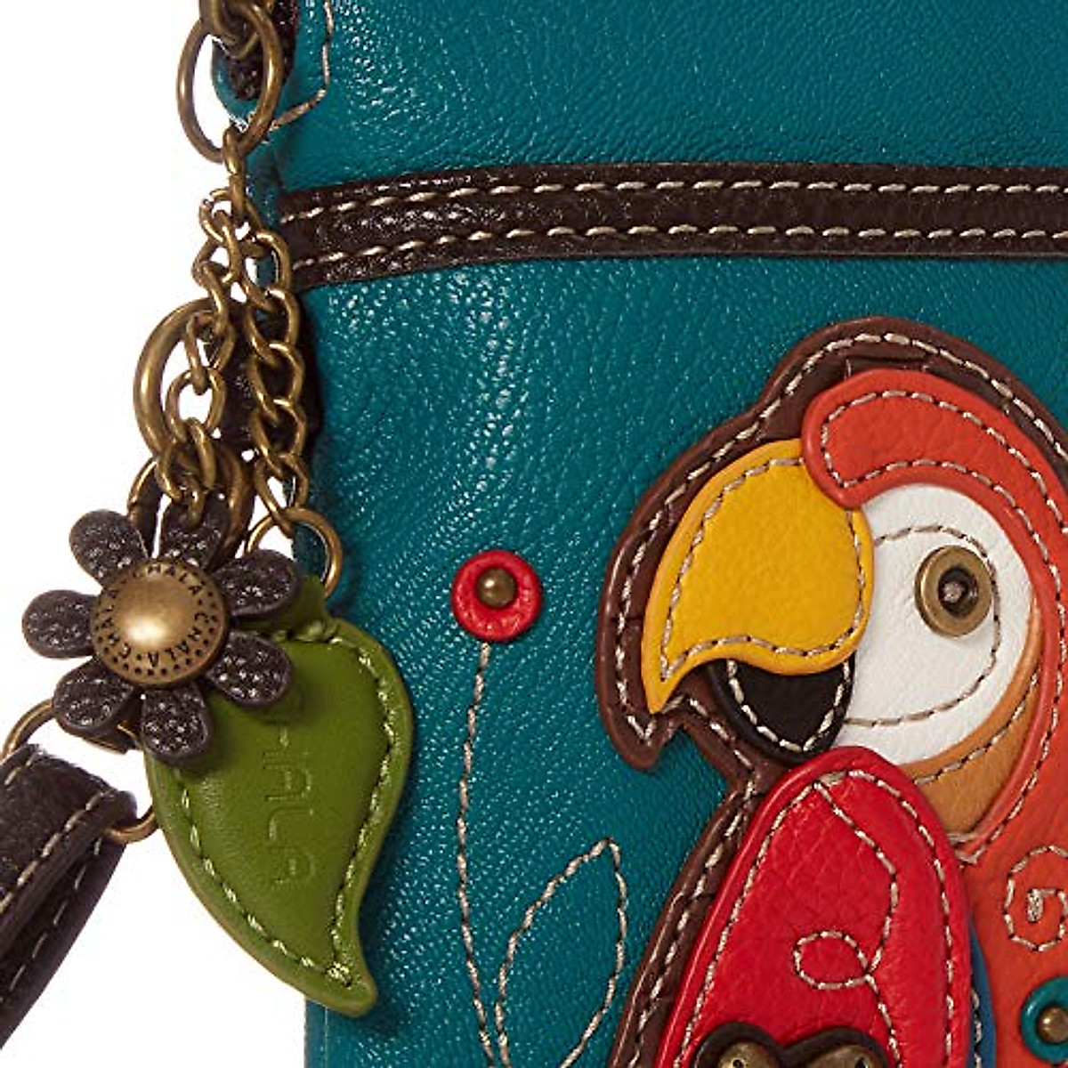 Chala Red Parrot Cellphone Crossbody Handbag - Convertible Strap Bird Lovers