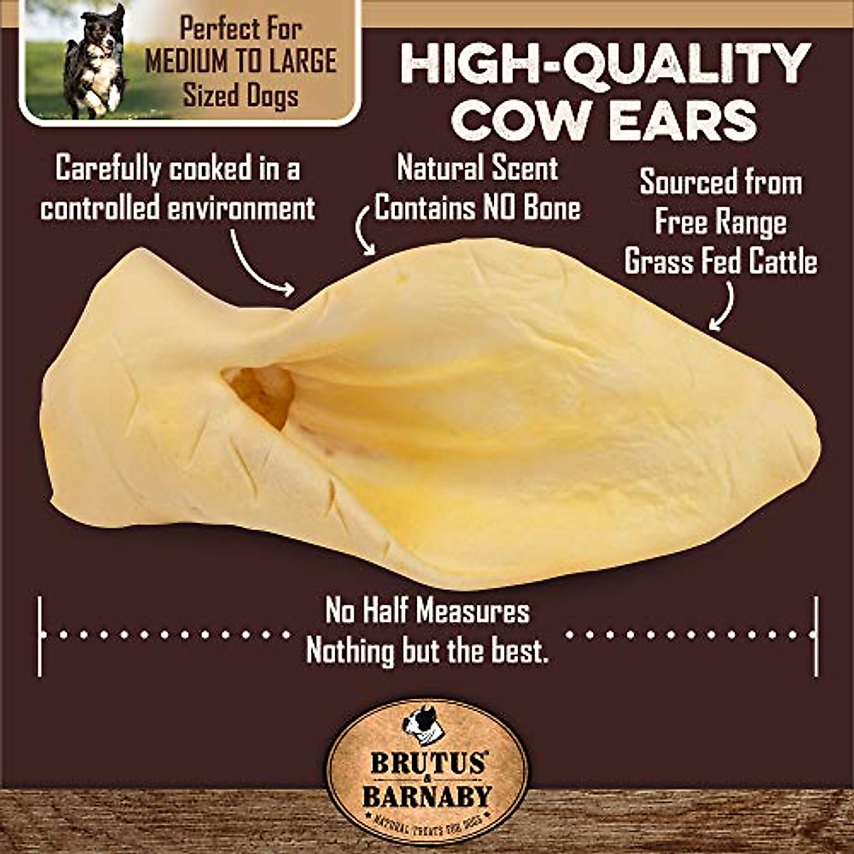 Premium Cow Ears For Dogs, Thick Cut & All-Natural Whole Ears, 100% Grass Fed Beef, No Additives Or Hormones, Safe Rawhide Alternative, Great Dog Treat Alternative To Pig Ears, Bully Sticks, Dog Bones