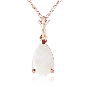 Galaxy Gold GG 14k 16" Solid Rose Gold Drop Pendant Necklace with Pear Shape 0.77 Carat Natural Vibrant Opal