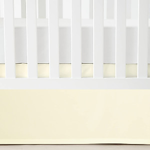 Lush Decor Printed Linen Textured Solid Crib Skirt, 52" x 28", Ivory