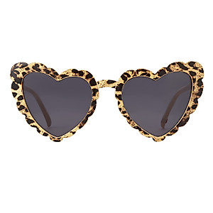 Betsey Johnson Women's Queen of Hearts Sunglasses Heartshape, Beige/Brown Leopard, 53mm