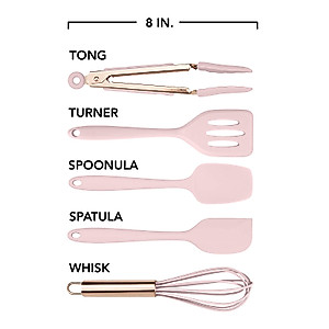 COOK with COLOR Set of Five Pink and Rose Gold Silicone MINI Kitchen Utensil Set