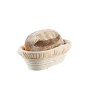 Set of 2 Oval (9.8 x 6 x 3.5 inch) Banneton Proofing Basket & Liner SUGUS HOUSE Brotform Dough Rising Rattan Handmade rattan bowl-Perfect For Artisan