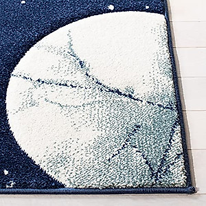 SAFAVIEH Carousel Kids Collection 4' x 6' Navy/Ivory CRK103N Outer Space Non-Shedding Playroom Nursery Bedroom Accent Rug