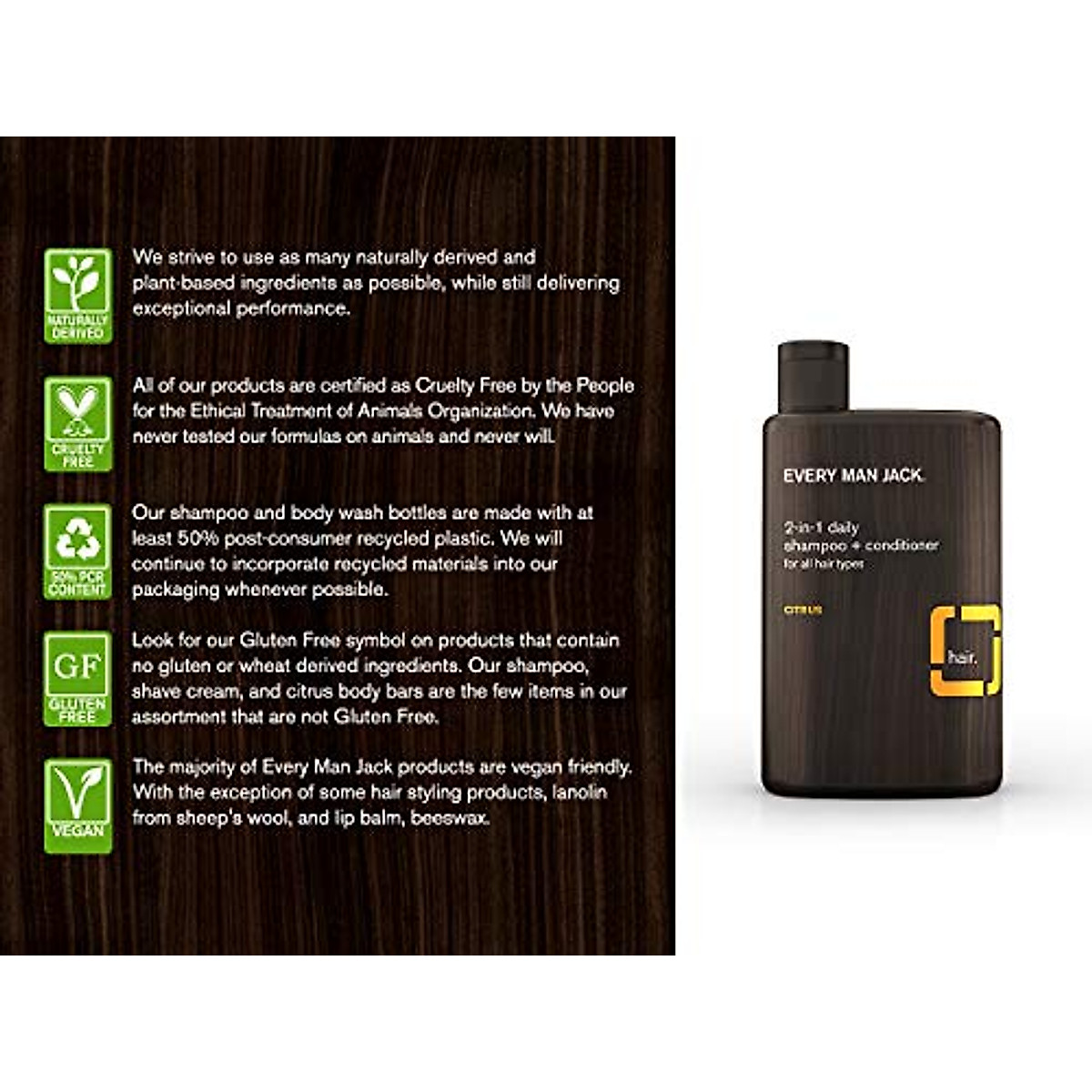 Every Man Jack Daily Shampoo, Citrus, 13.5-ounce (Pack of 1), 91306