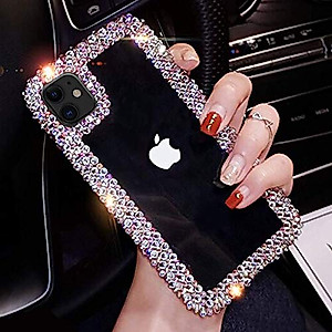 Bonitec Jesiya Compatible with iPhone 12 Case 3D Luxury Glitter Sparkle Bling Case Luxury Shiny Crystal Rhinestone Diamond Bumper Clear Protective Case Cover Clear for Women